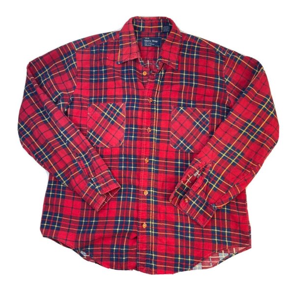Vintage | Shirts | Vintage Distressed Plaid Flannel Button Front Shirt ...